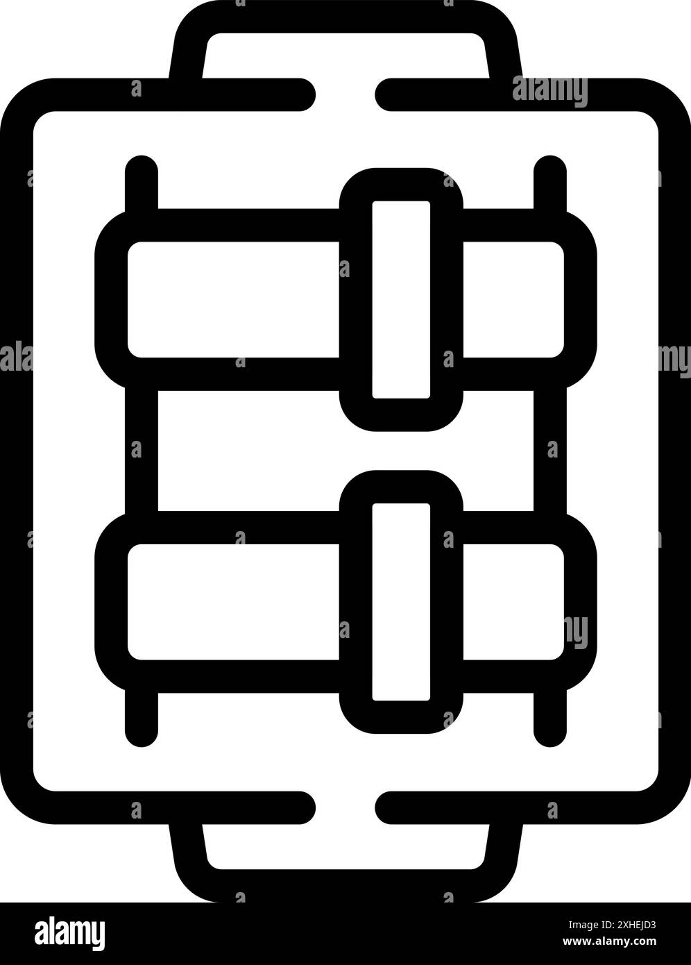 Simple icon of a fuse box being installed by an electrician working on ...