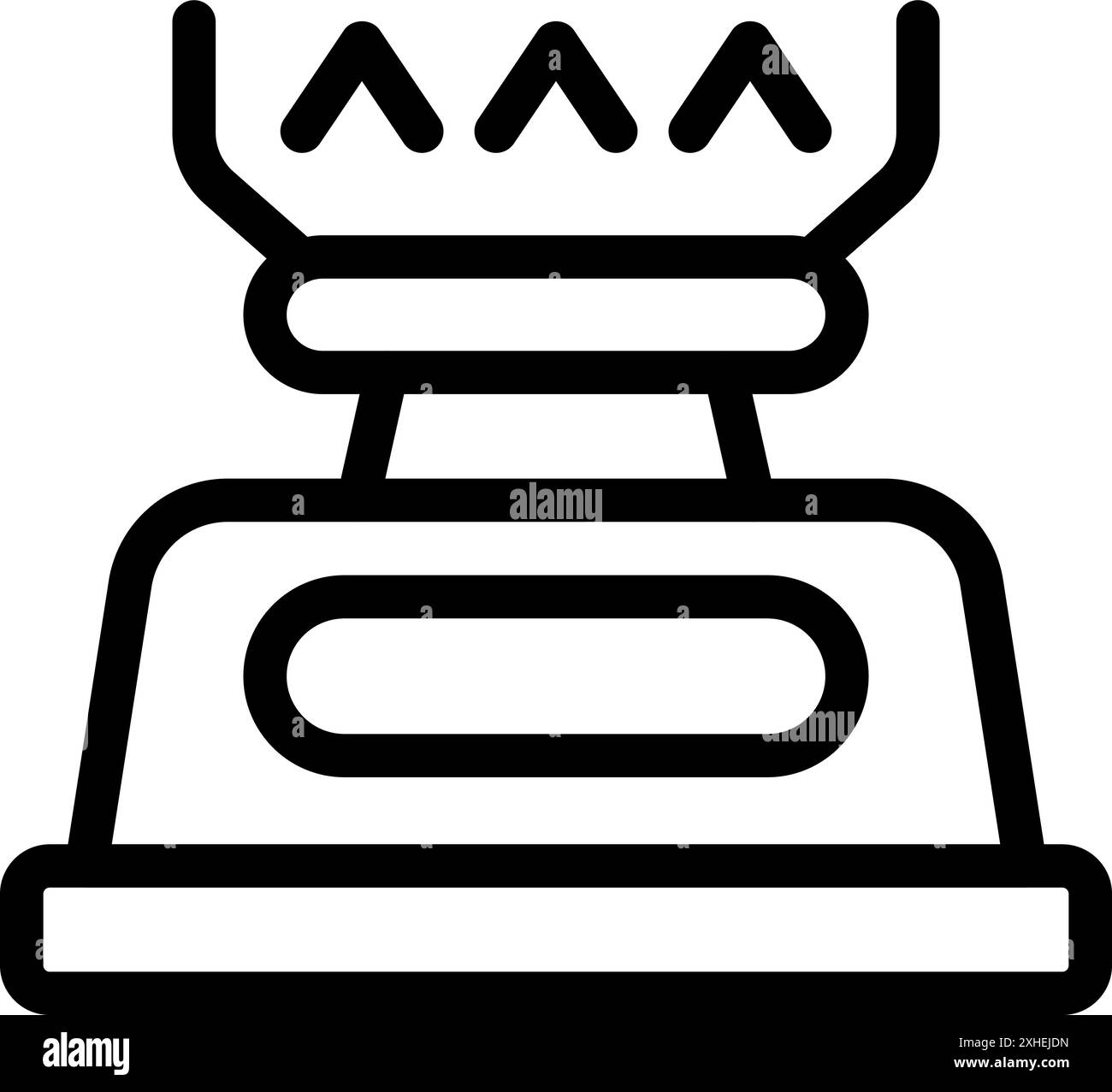 Simple portable gas burner burning with visible flame for outdoor ...