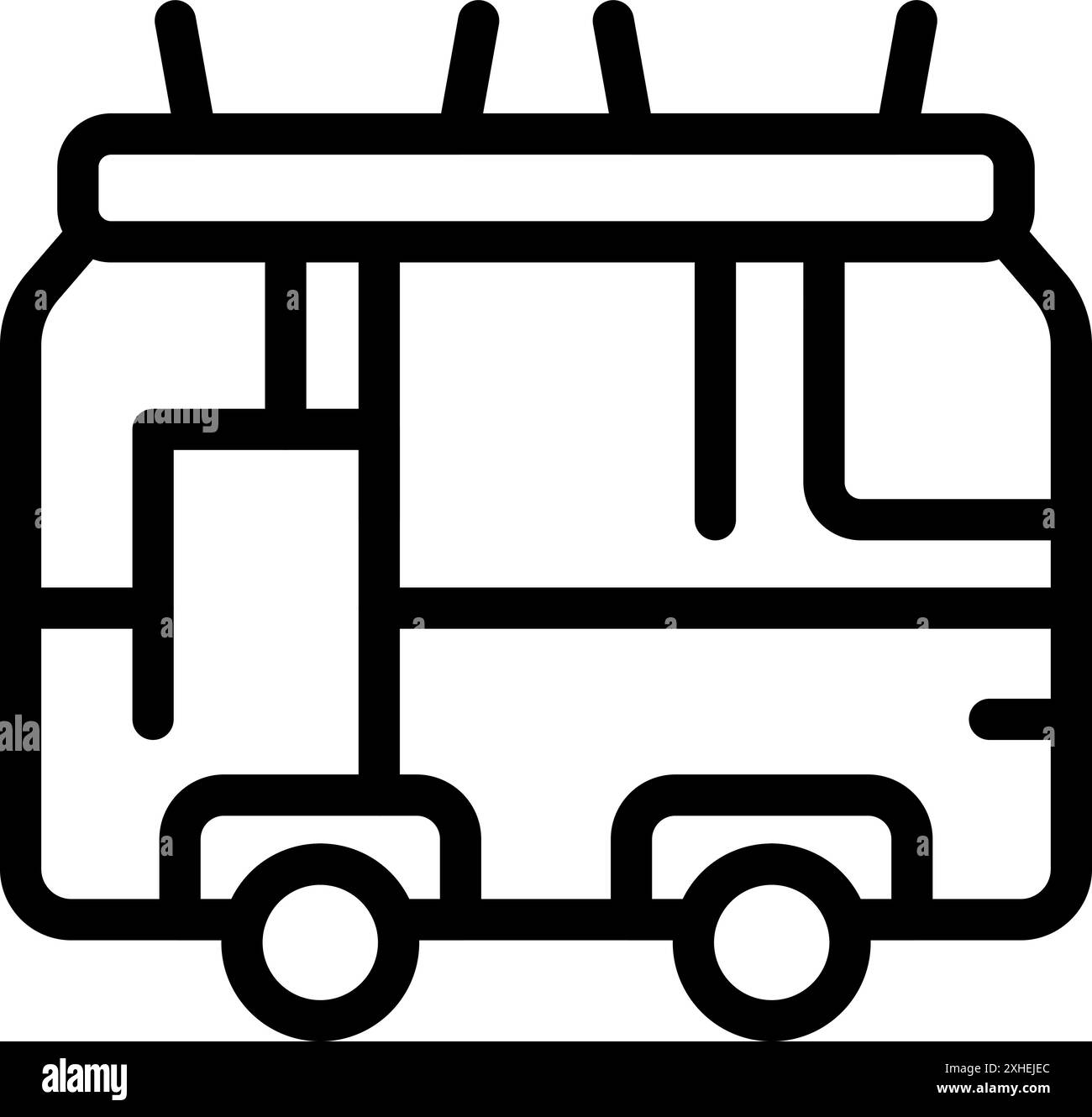Trolleybus icon in outline style, a common form of public transportation Stock Vector Image ...