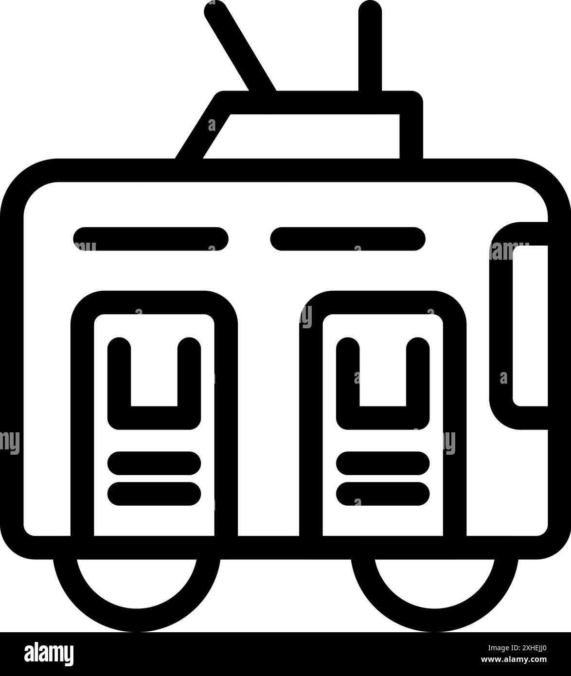 Simple black and white icon of a tram driving on its tracks Stock ...