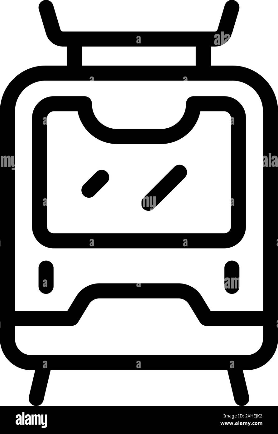 Minimalist icon depicting the front of a modern tram or train ...