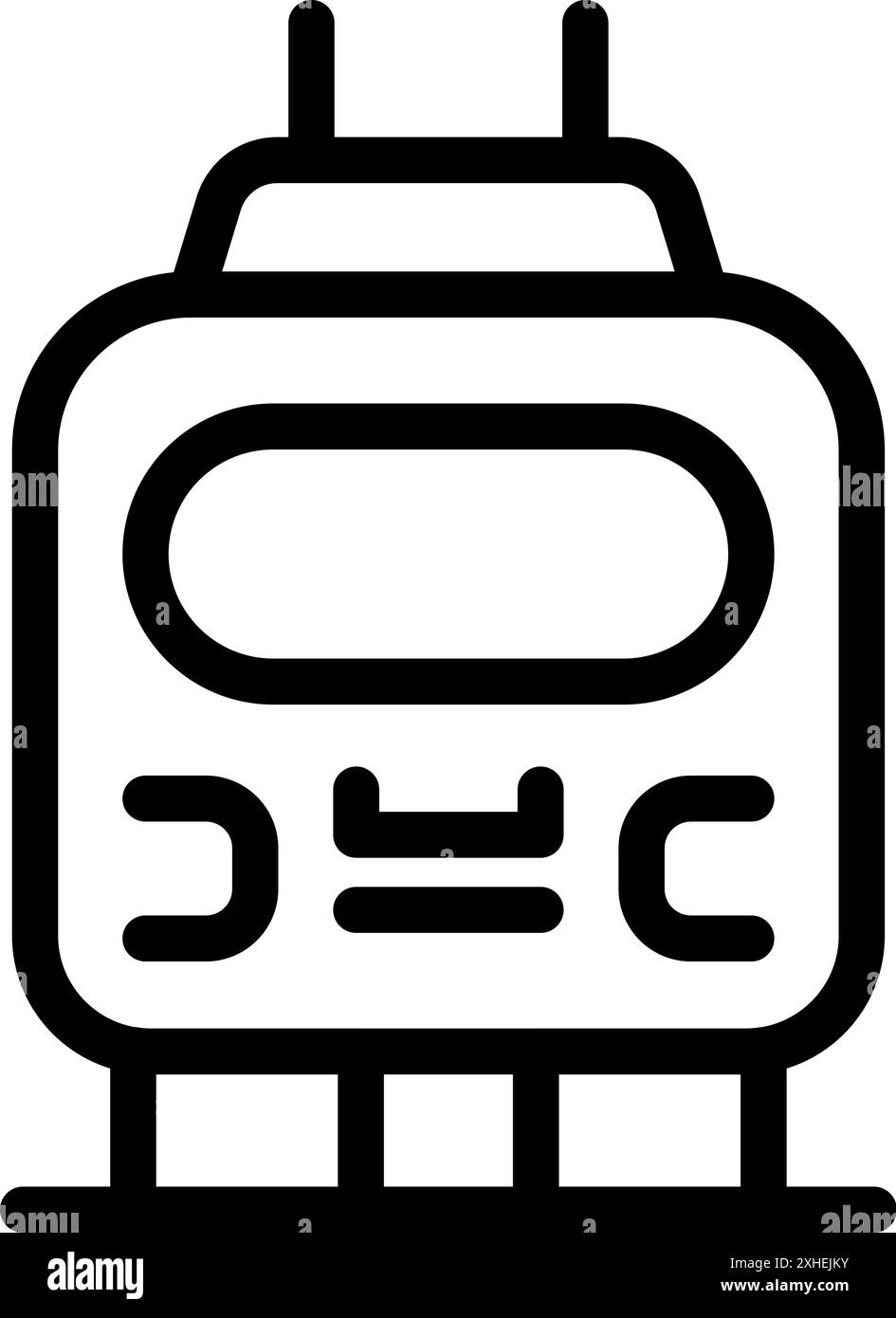 Simple line icon of a modern tram, representing urban transportation ...