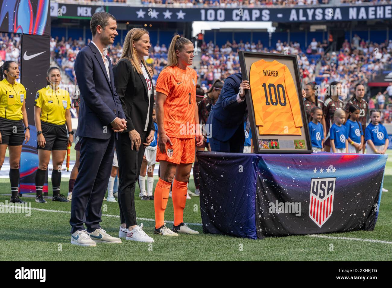 Goalkeeper Alyssa Naaher of USWNT was honored for earning 100th cap ...