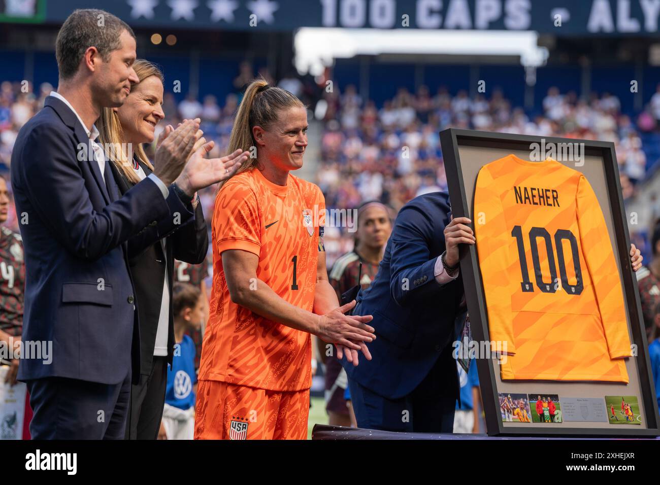 Goalkeeper Alyssa Naaher of USWNT was honored for earning 100th cap ...