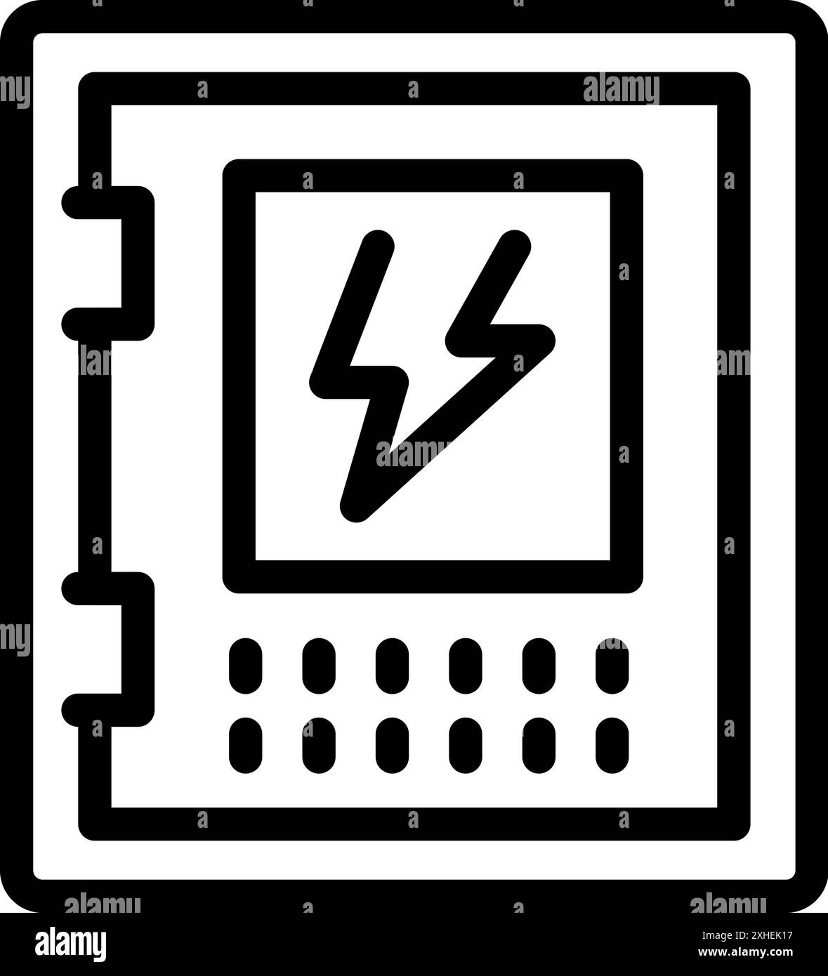 Line art icon of an electrical panel showing high voltage risk with a ...