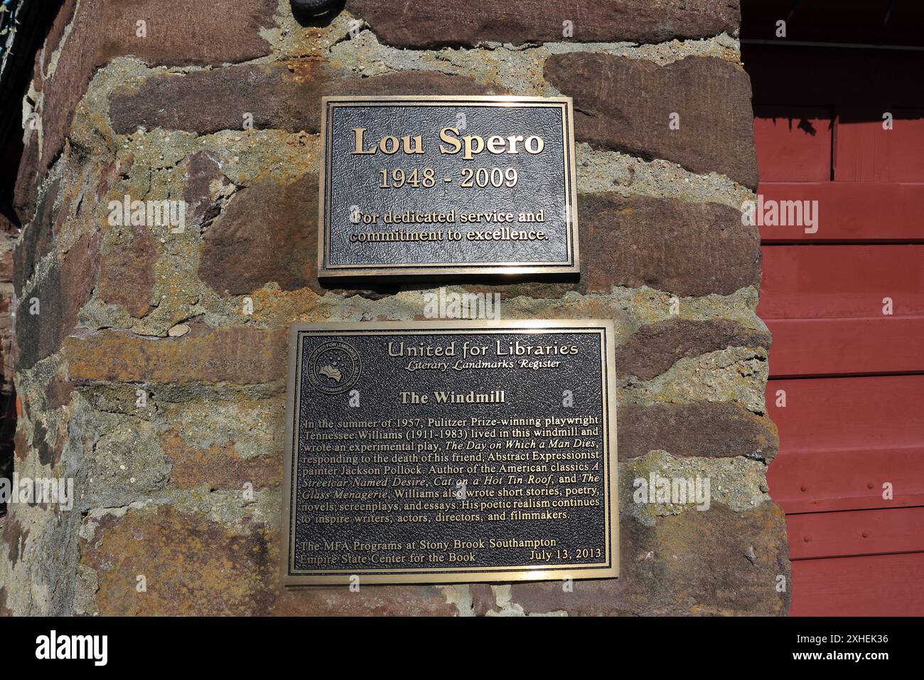 Historic markers on windmill on campus of Stony Brook University ...