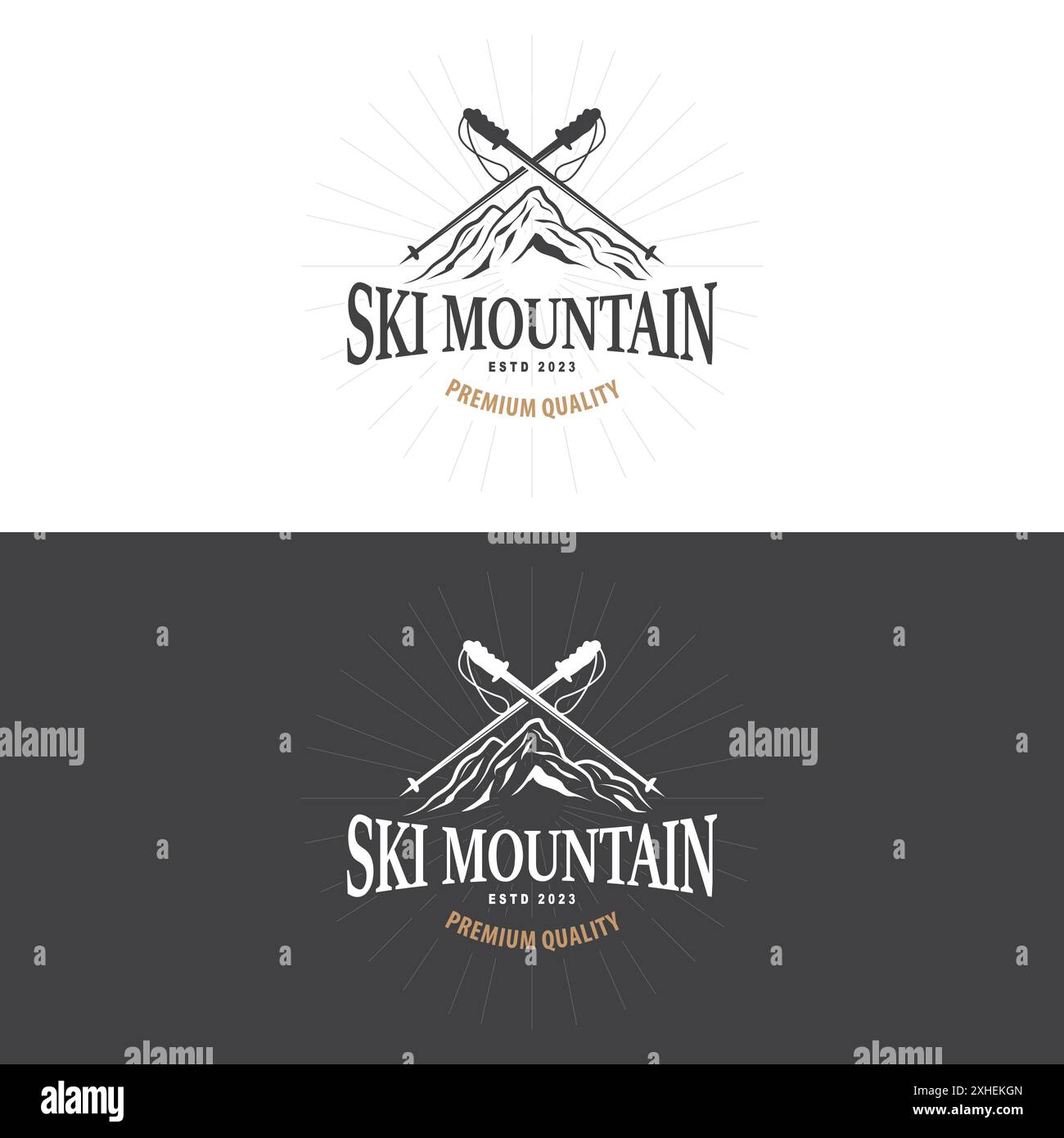 Ski Sport Logo, Winter Snow Sports Design Retro Vintage Vector ...