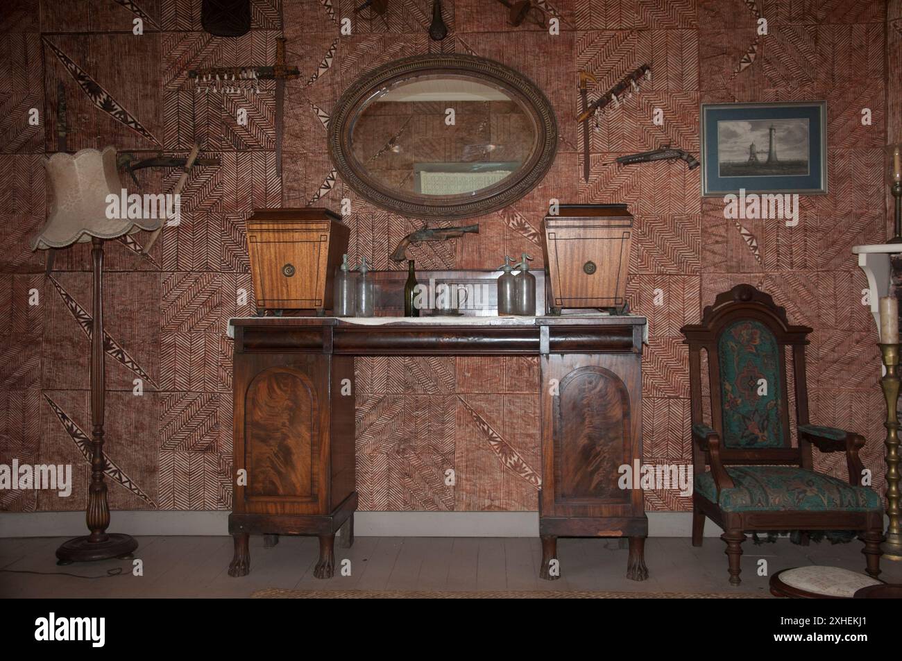 Interior of Vailima, the Robert Louis Stevenson House at Apia, Samoa ...