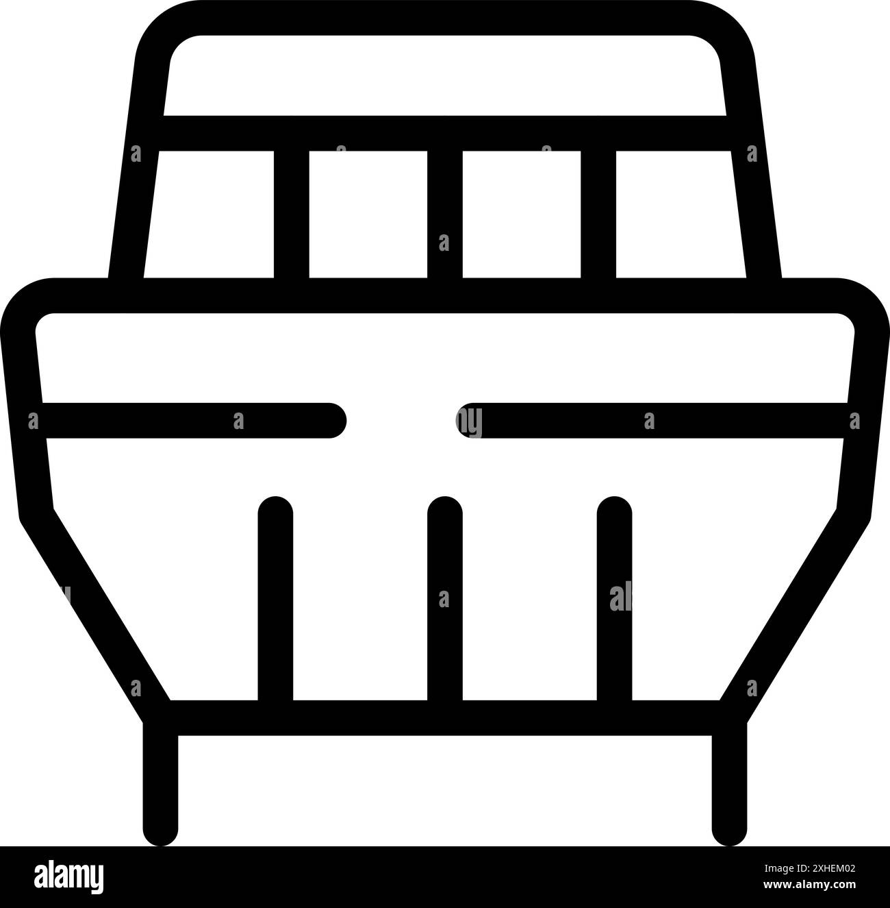 Simple black and white line drawing of a ferry boat traveling on water ...