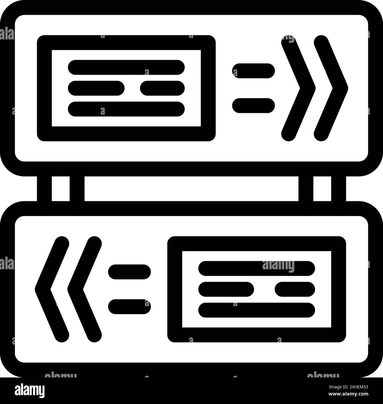 This icon represents data exchange, symbolizing the transfer of ...