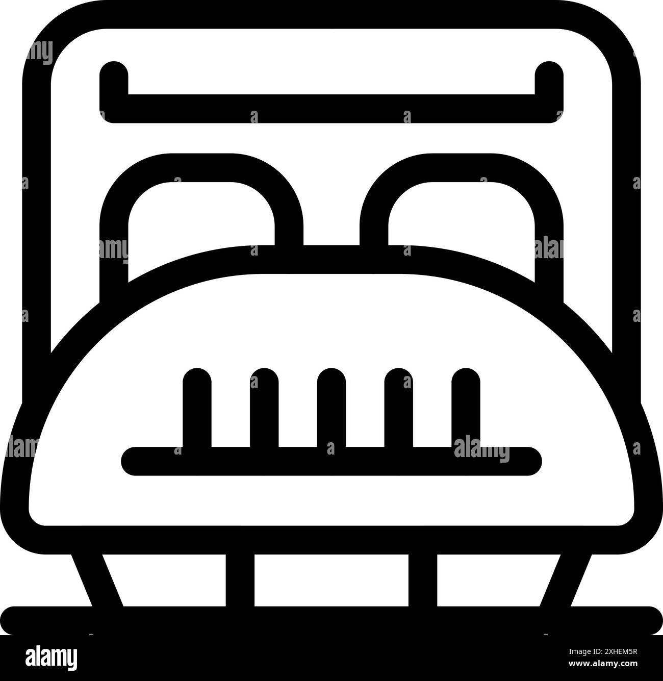 Simple black and white icon of a modern high speed train arriving at ...