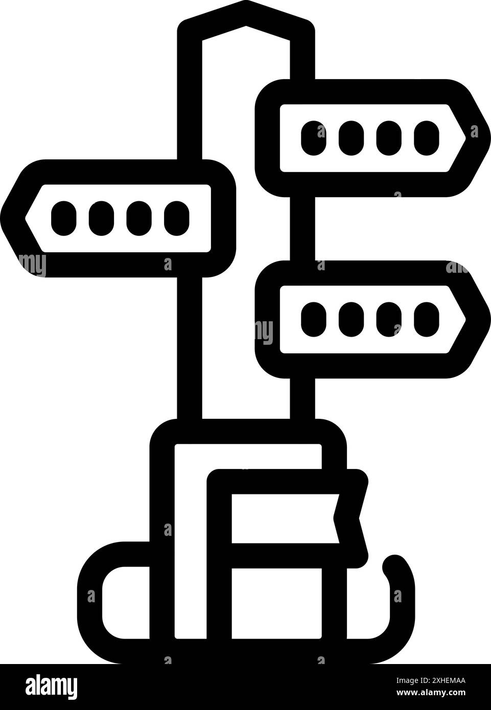 Simple icon depicting a signpost pointing in different directions ...