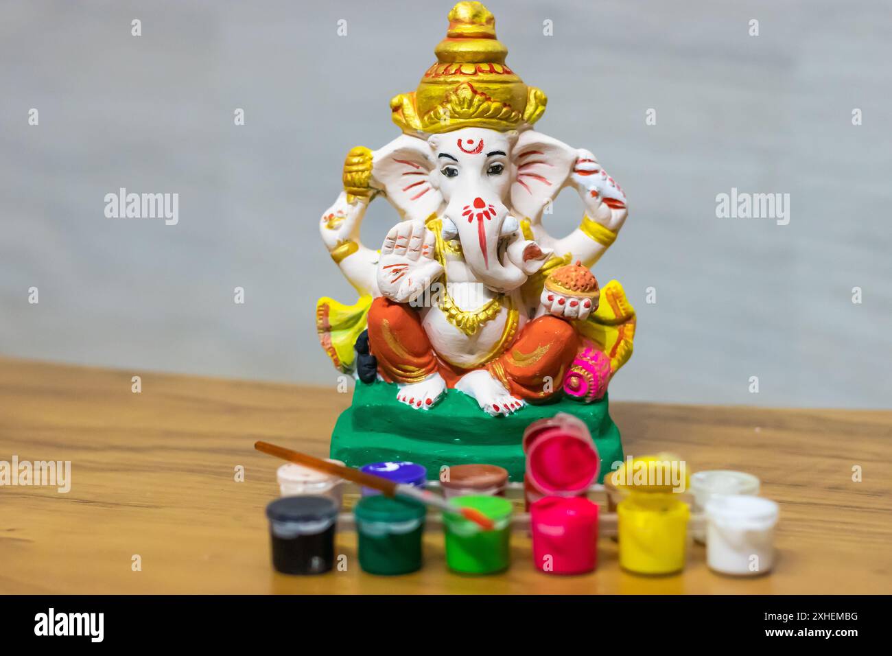 hindu holy god ganpati colorful idol with colors on the occasion of ...