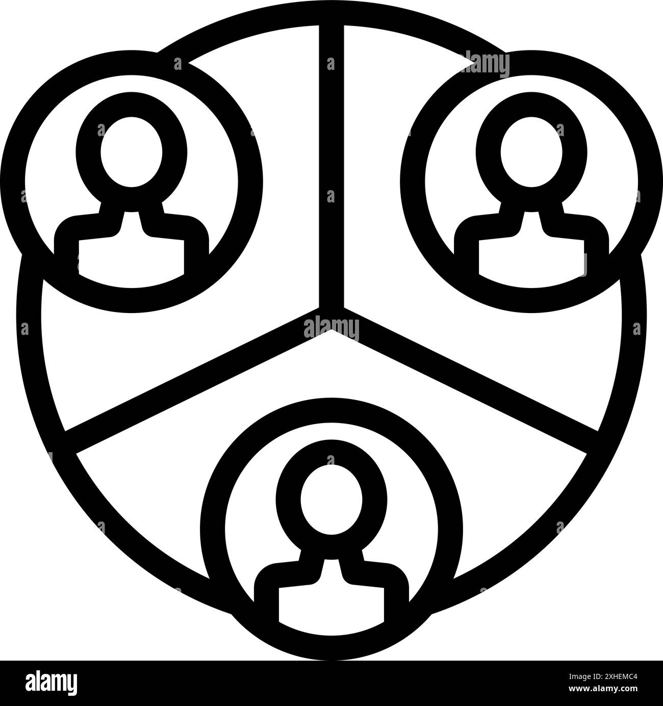 Simple icon representing teamwork and collaboration with three people ...