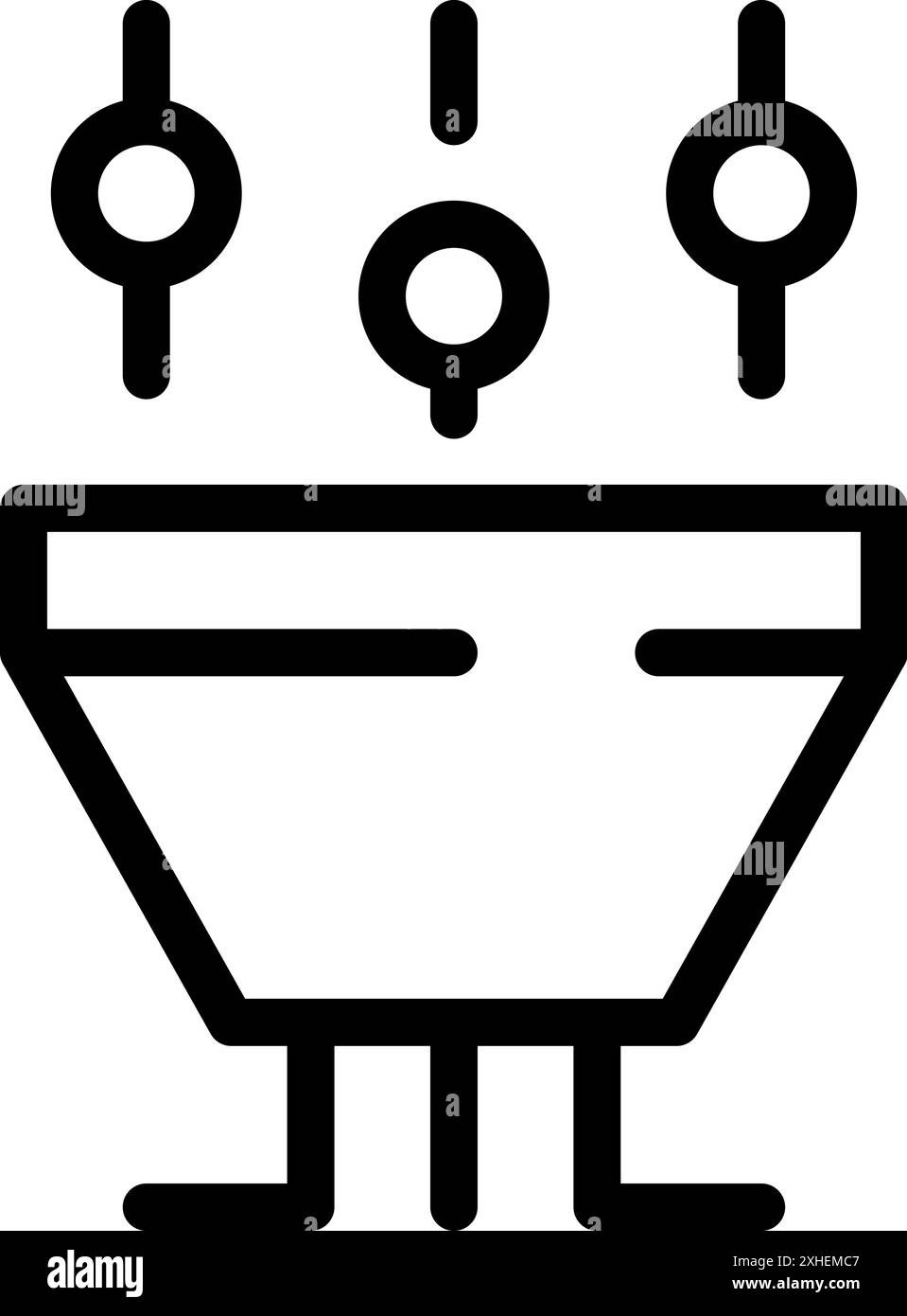 Simple icon of a data processing funnel with data points going in the ...