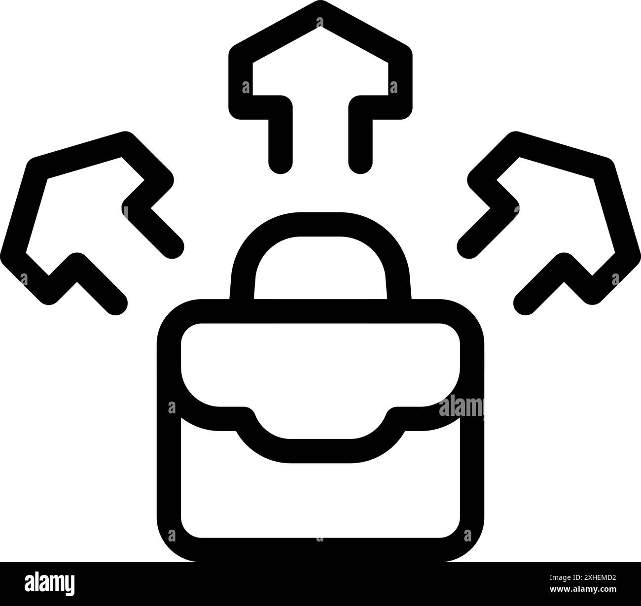 Line icon of a briefcase expanding, representing increasing capacity ...