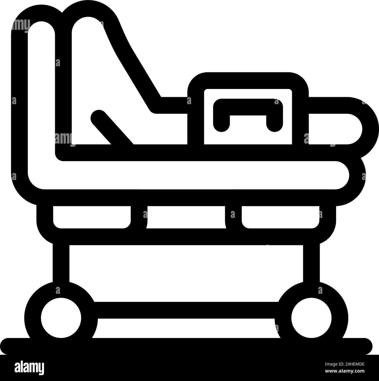 Hospital bed with lifting backrest and wheels, medical furniture for ...