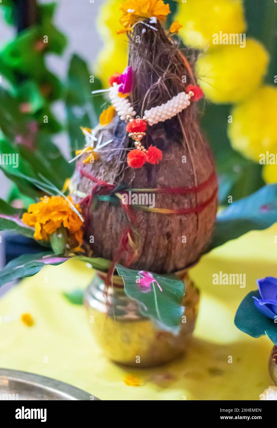 holy hindu offerings pot or Kalasha on the occasion of diwali festival ...