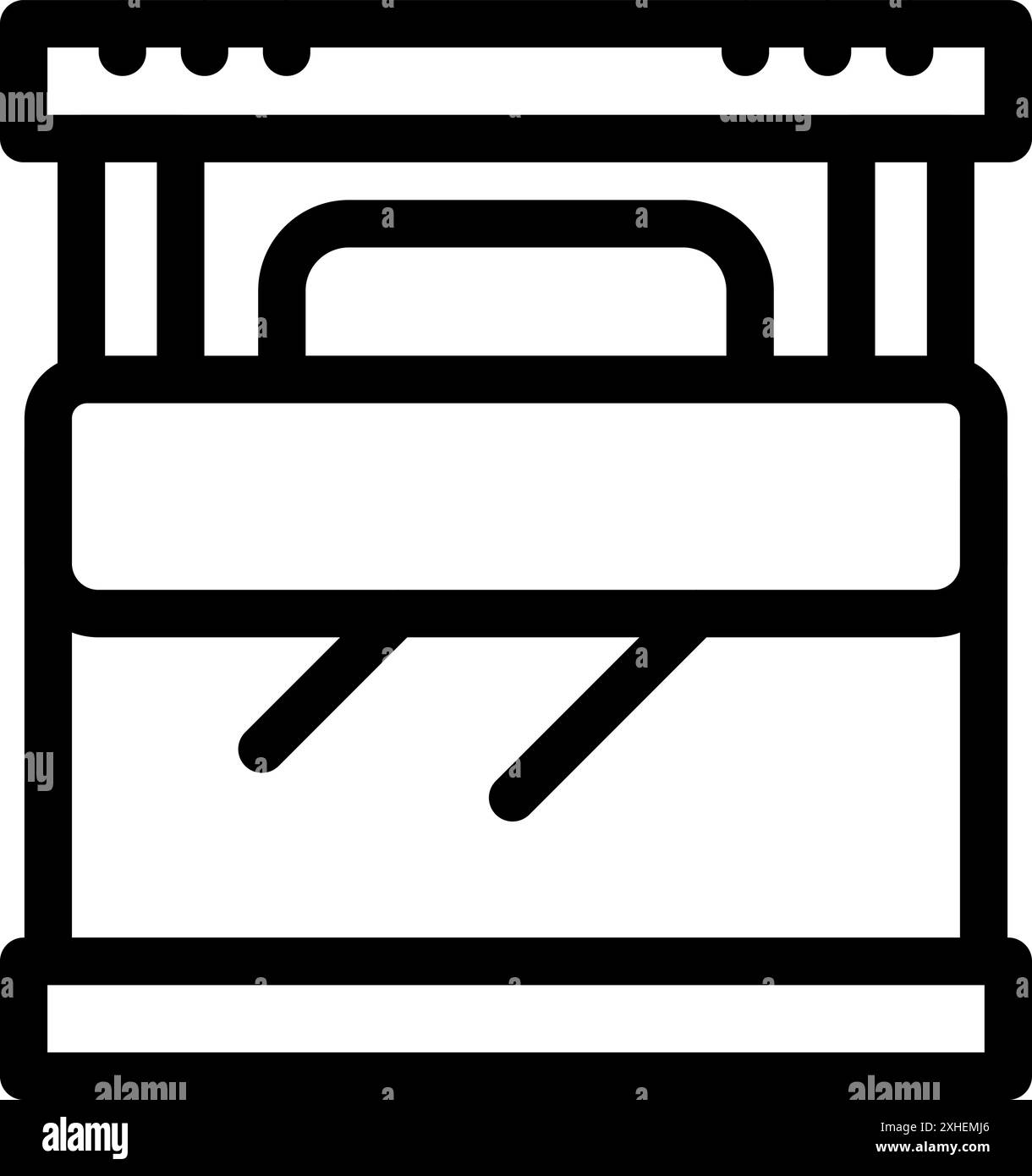 Simple black and white icon of a small oven, perfect for baking small ...