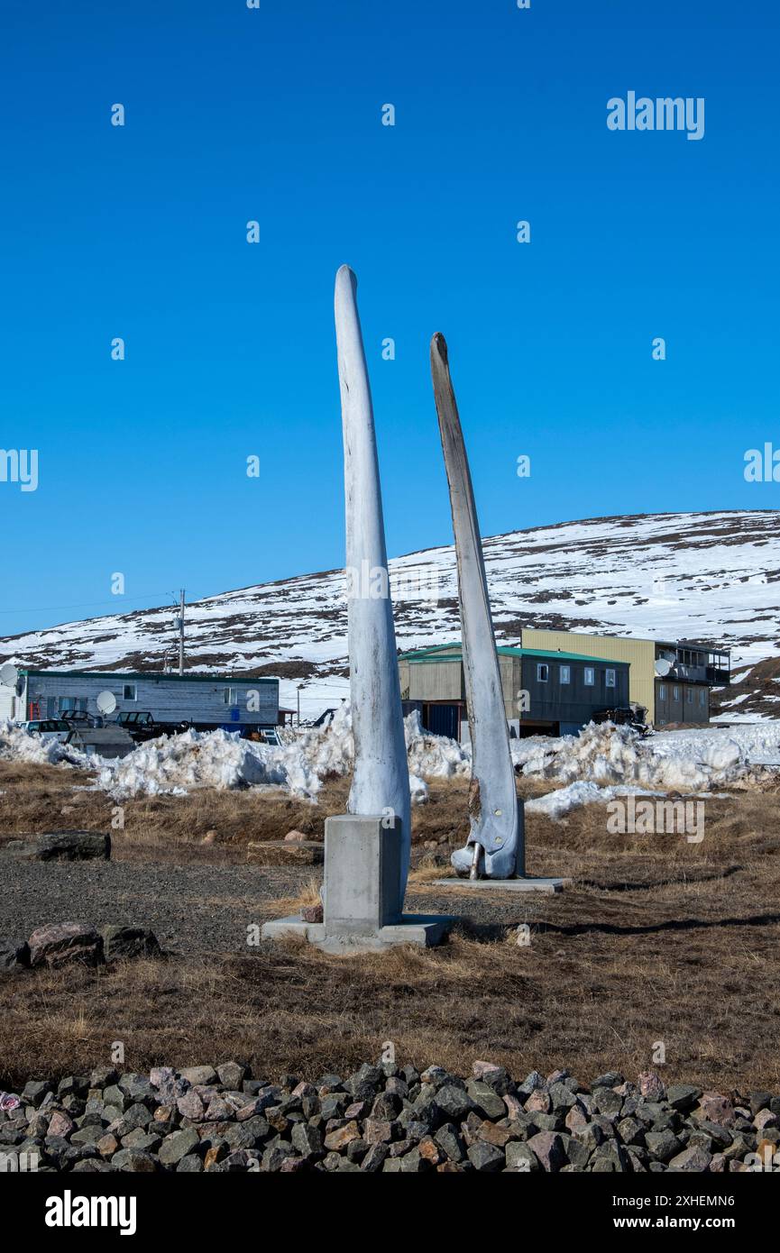 Whale bone arch at the Iqaluit Municipal Cemetery in Apex, Nunavut ...