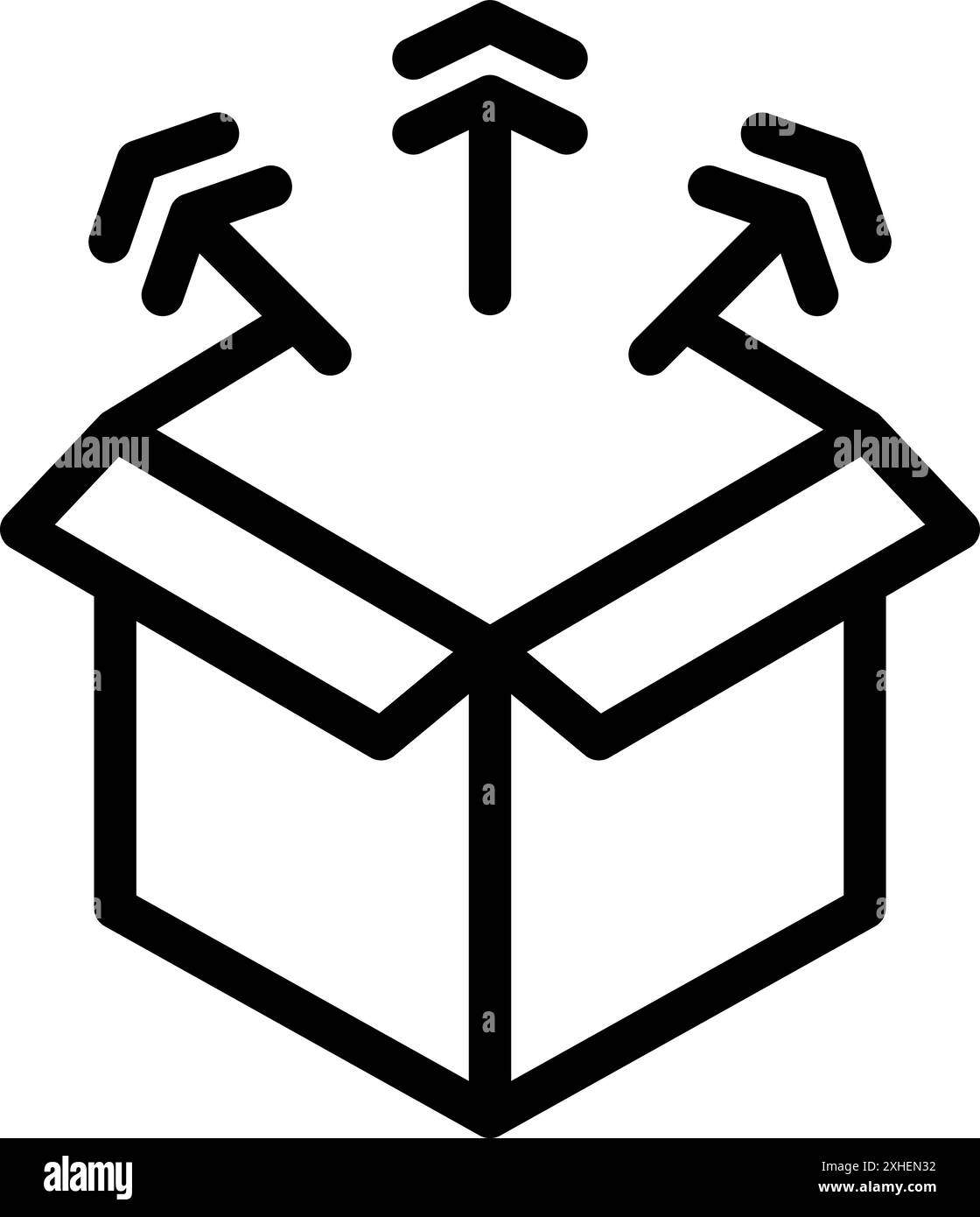 Open cardboard box receiving distribution of goods, symbolizing ...