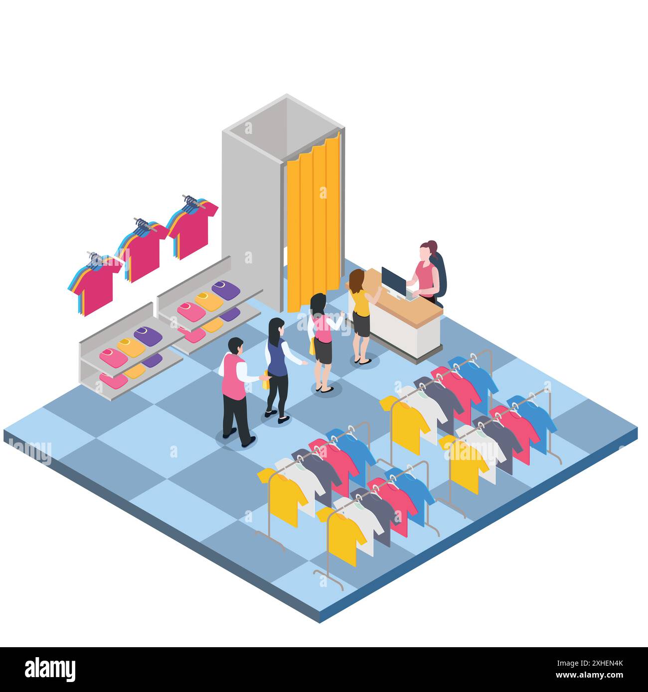 Female customers waiting for payment in cashier 3d isometric Stock Vector Image & Art - Alamy
