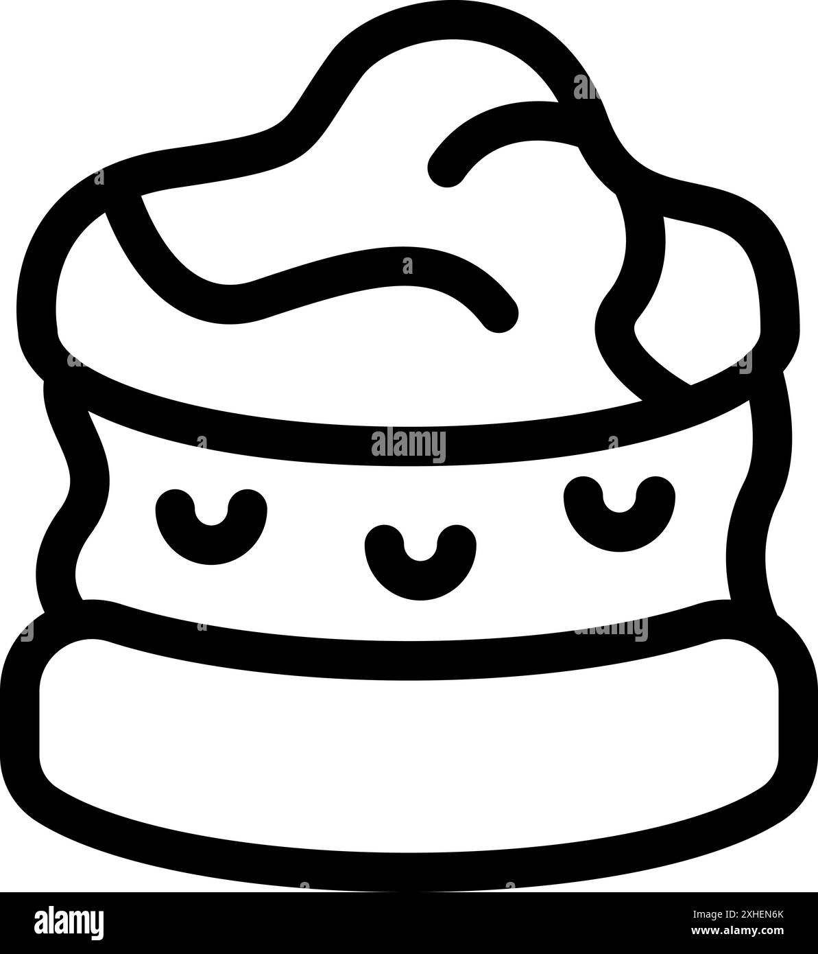 Simple line art illustration of a birthday cake being iced with ...