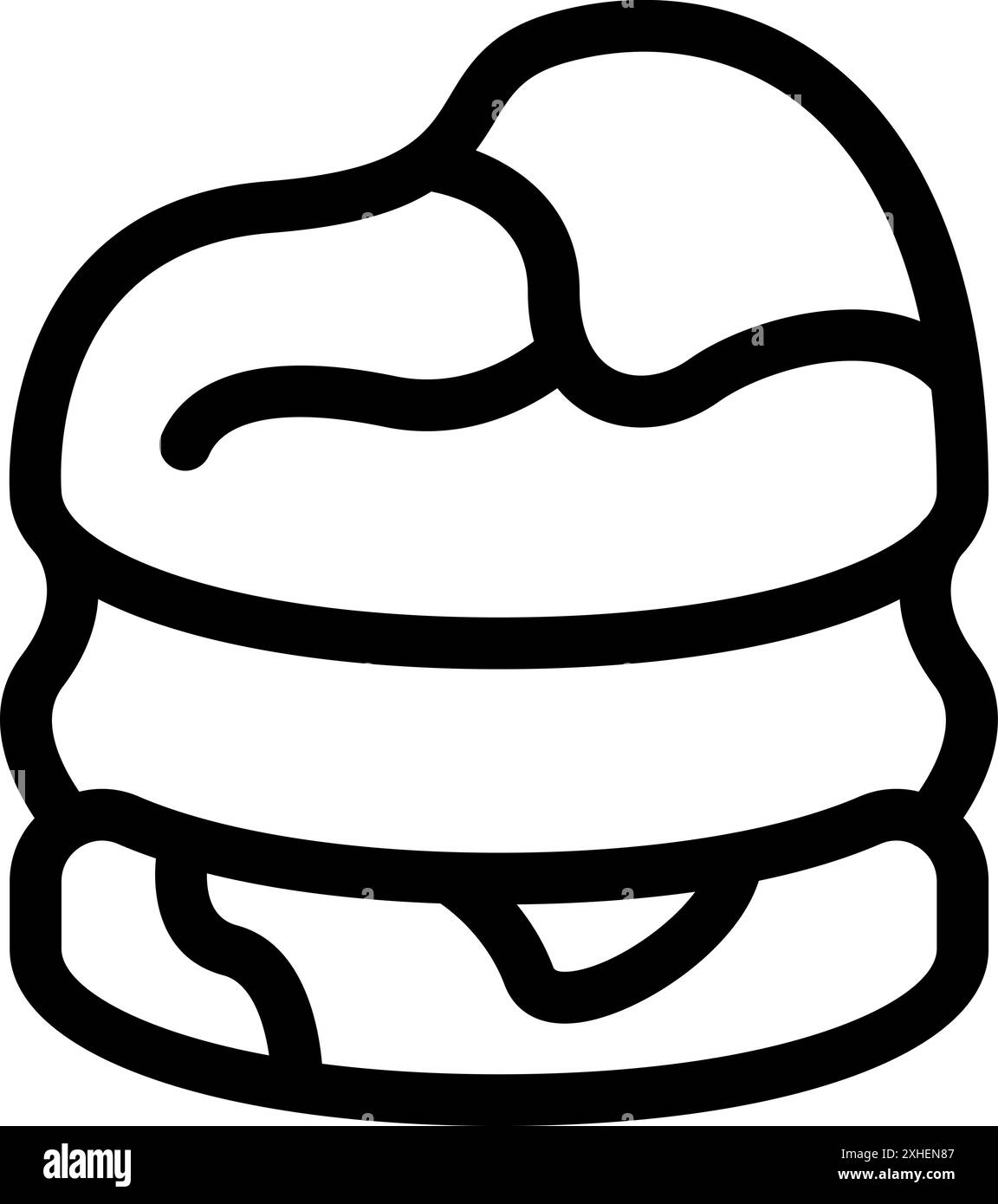 Simple black and white icon of a tall burger with dripping cheese Stock ...