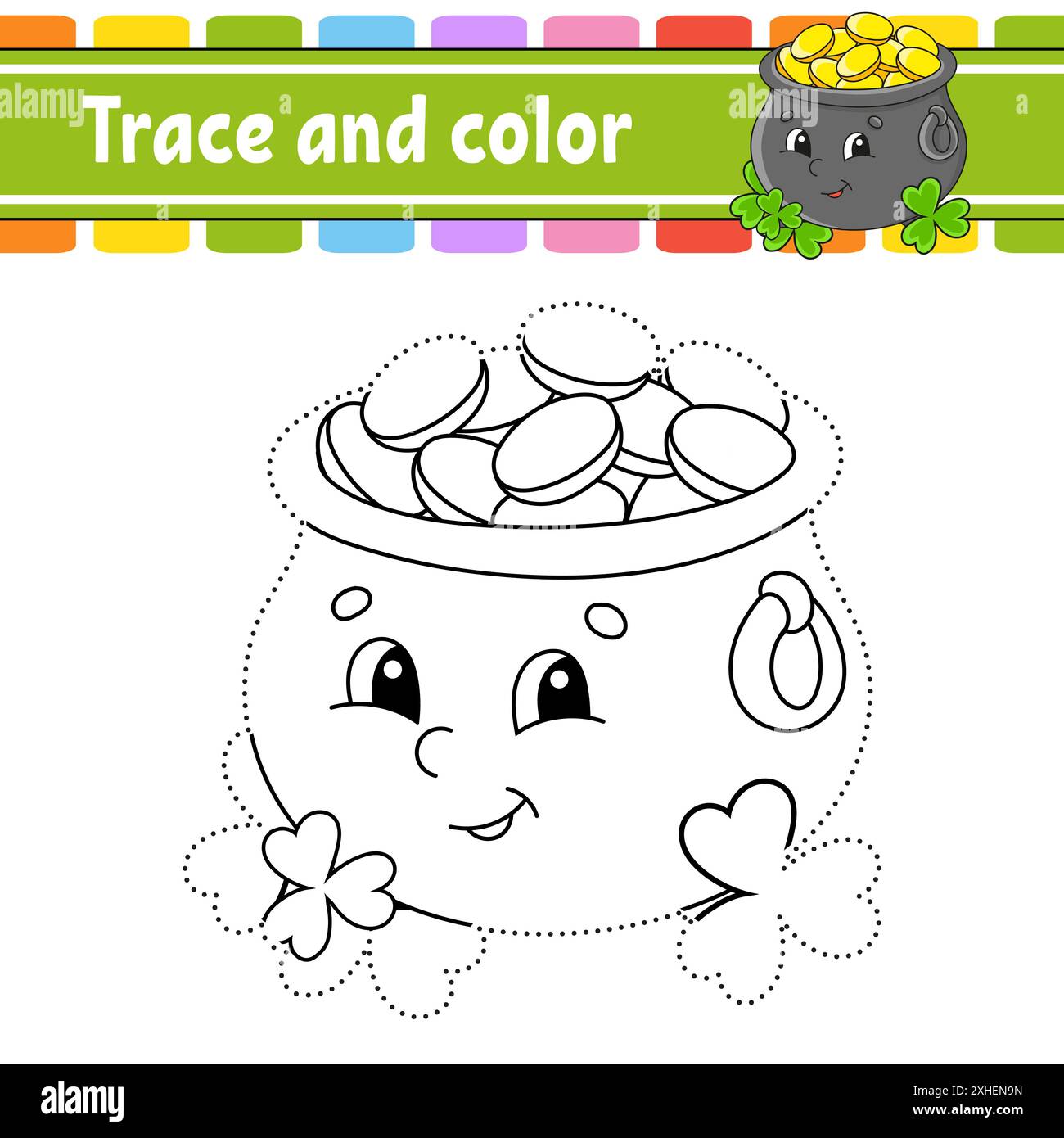 Trace and color. Coloring page for kids. Handwriting practice. St ...