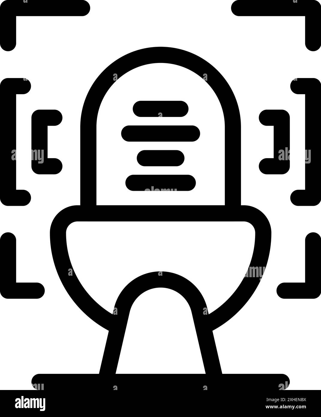 Simple icon of a microphone recording audio with a futuristic sound ...