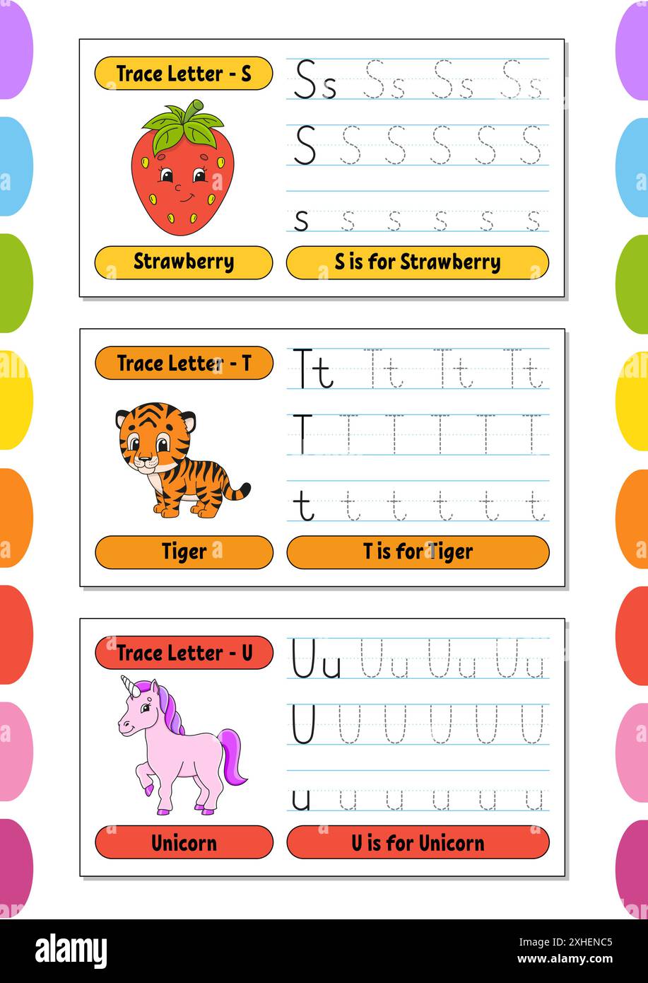 Writing letters. Set tracing page. Practice sheet. Worksheet for kids ...