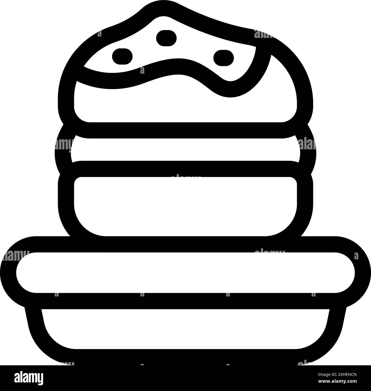 Simple line drawing of a three layer cake with frosting and chocolate ...