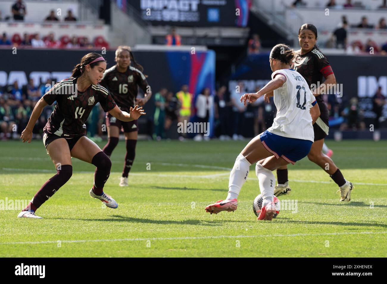 Sophia Smith (11) of USWNT controls ball during pre-Olympic friendly ...