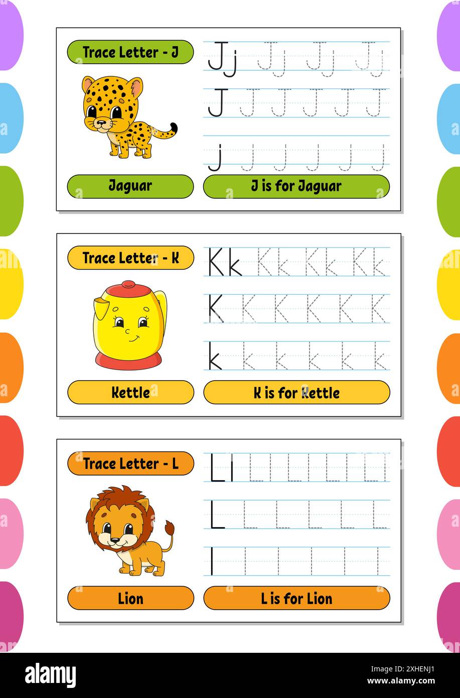 Writing letters. Set tracing page. Practice sheet. Worksheet for kids ...