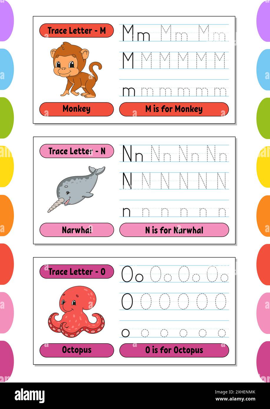 Writing letters. Set tracing page. Practice sheet. Worksheet for kids ...