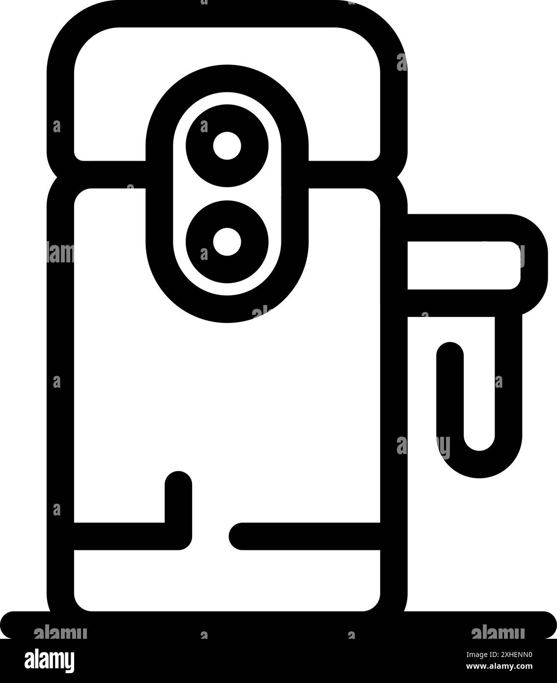 Simple black and white icon of a coffee machine with a double nozzle ...