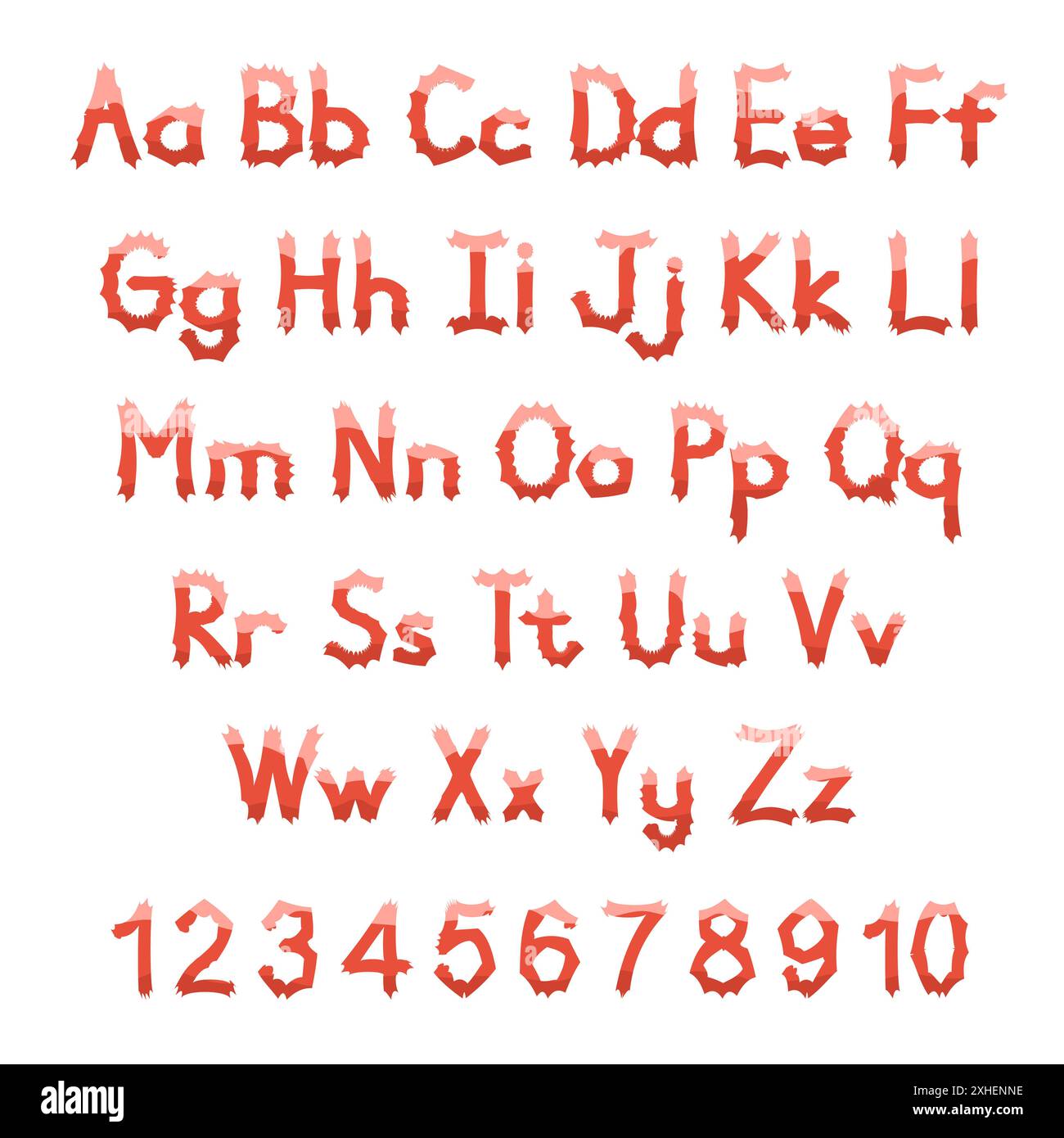 English alphabet. Vector set. Bright red color style. For Halloween ...