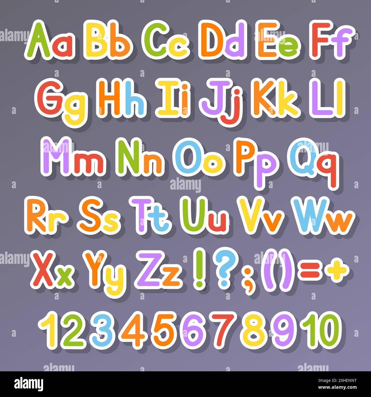 English alphabet. Vector set. Bright color style. Cartoon ABC. Funny ...