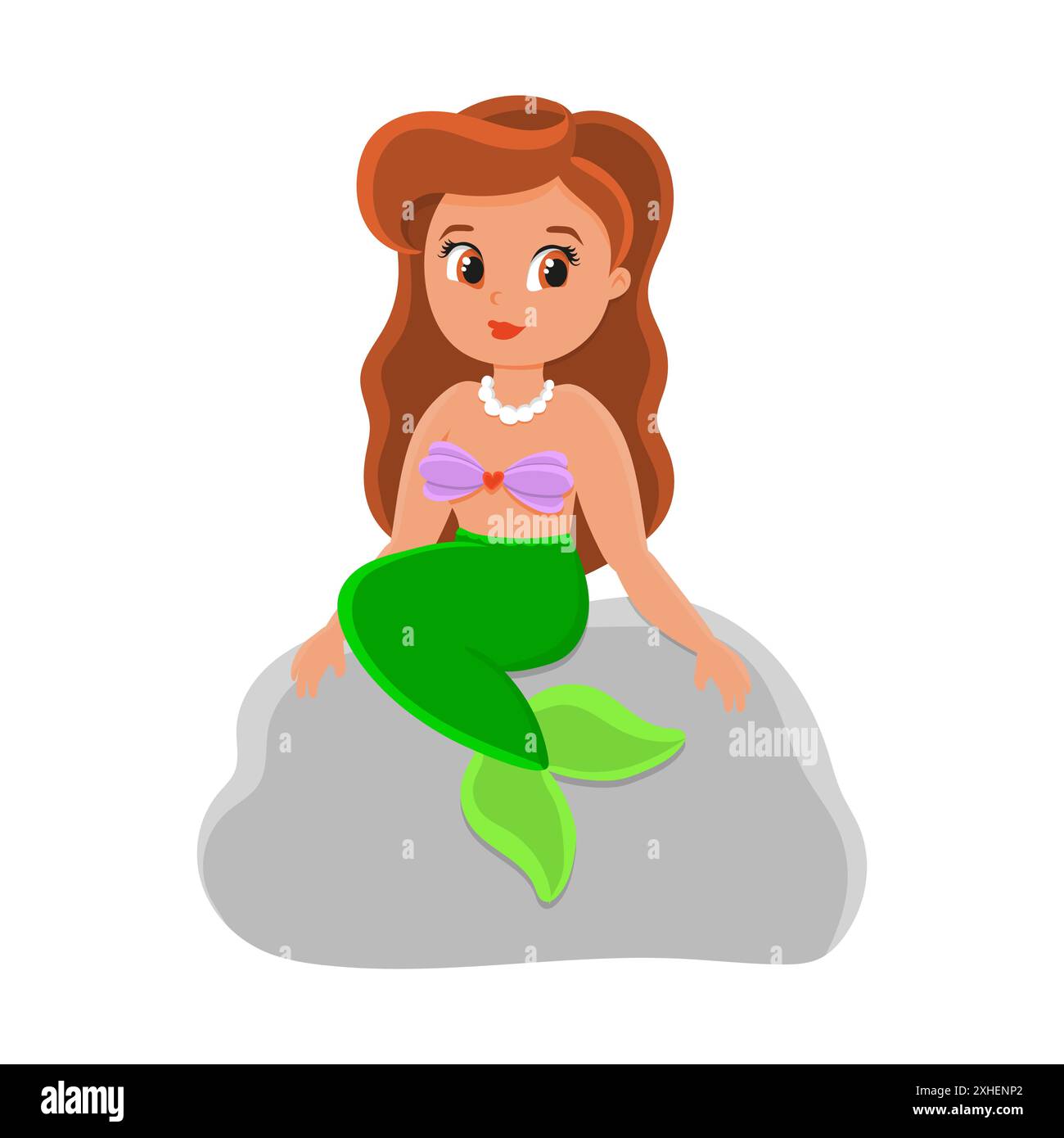 Cute character. Little mermaid. Colorful vector illustration. Cartoon style. Isolated on white ...