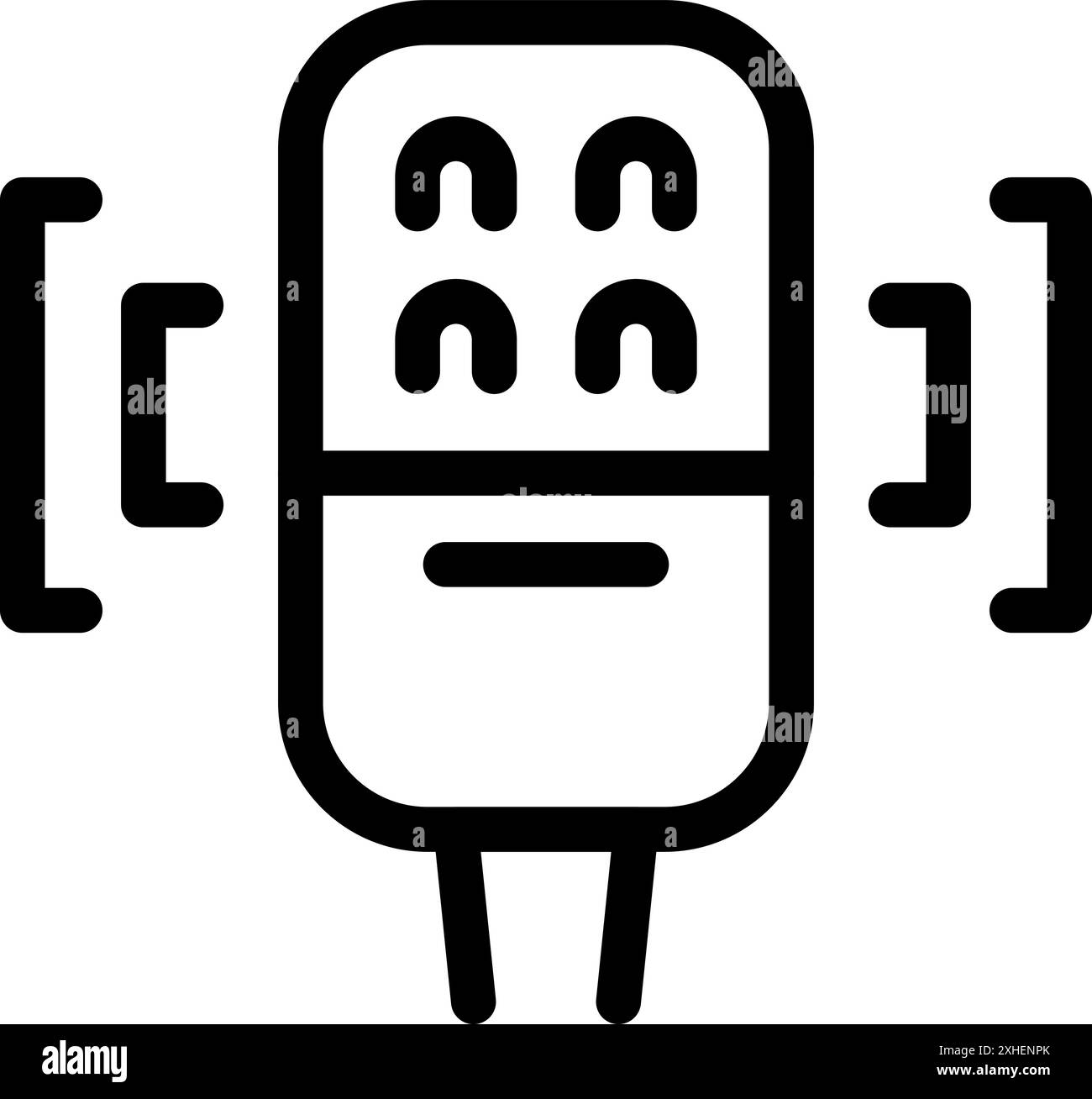 Black outline icon of a robot communicating using a programming ...