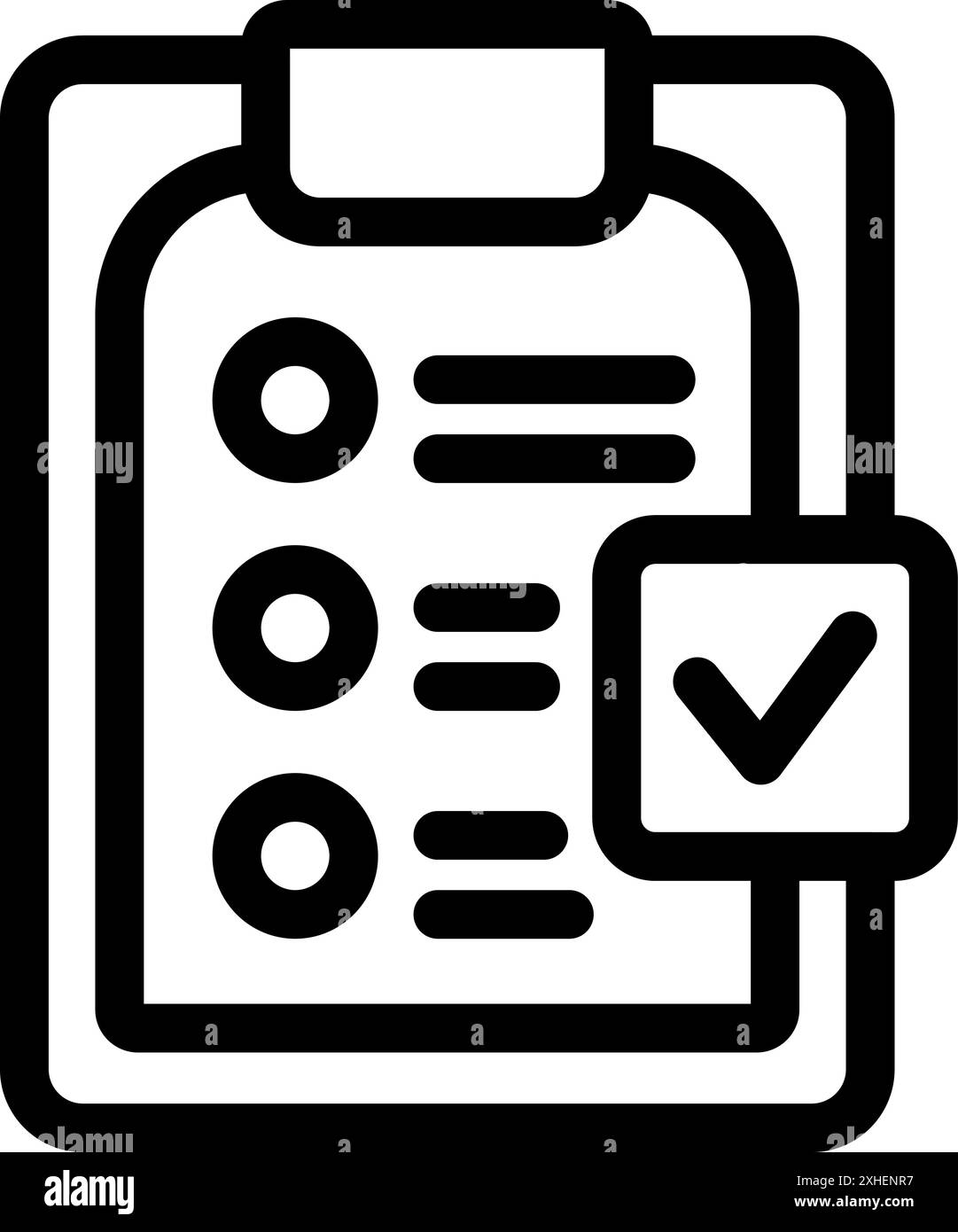 This simple icon depicts a clipboard with a checklist and a checkmark ...