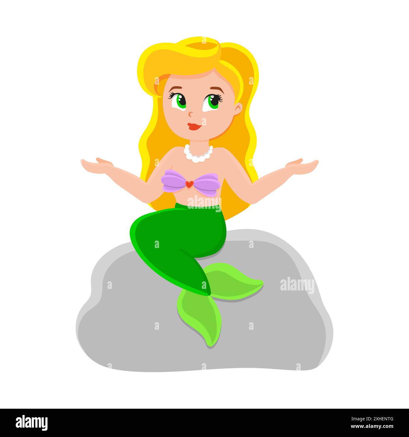 Cute character. Little mermaid. Colorful vector illustration. Cartoon ...