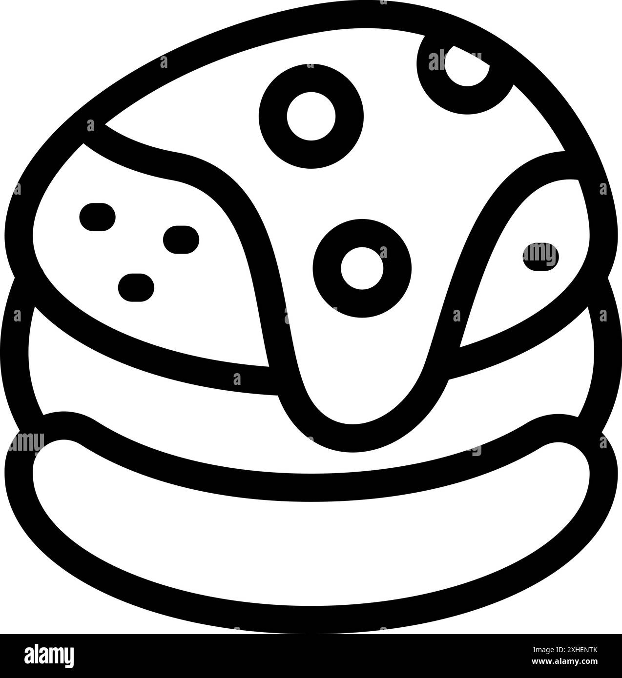 Simple line art illustration of a hamburger, featuring a juicy patty ...