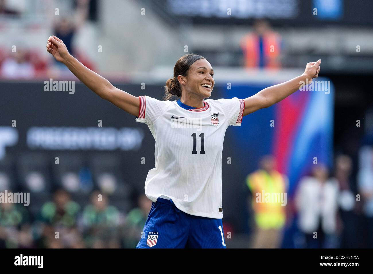 Sophia Smith (11) of USWNT celebrates scoring goal during pre-Olympic ...