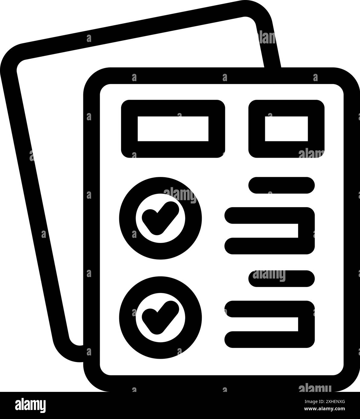 Simple black and white icon of a clipboard showing completing tasks with check marks Stock ...