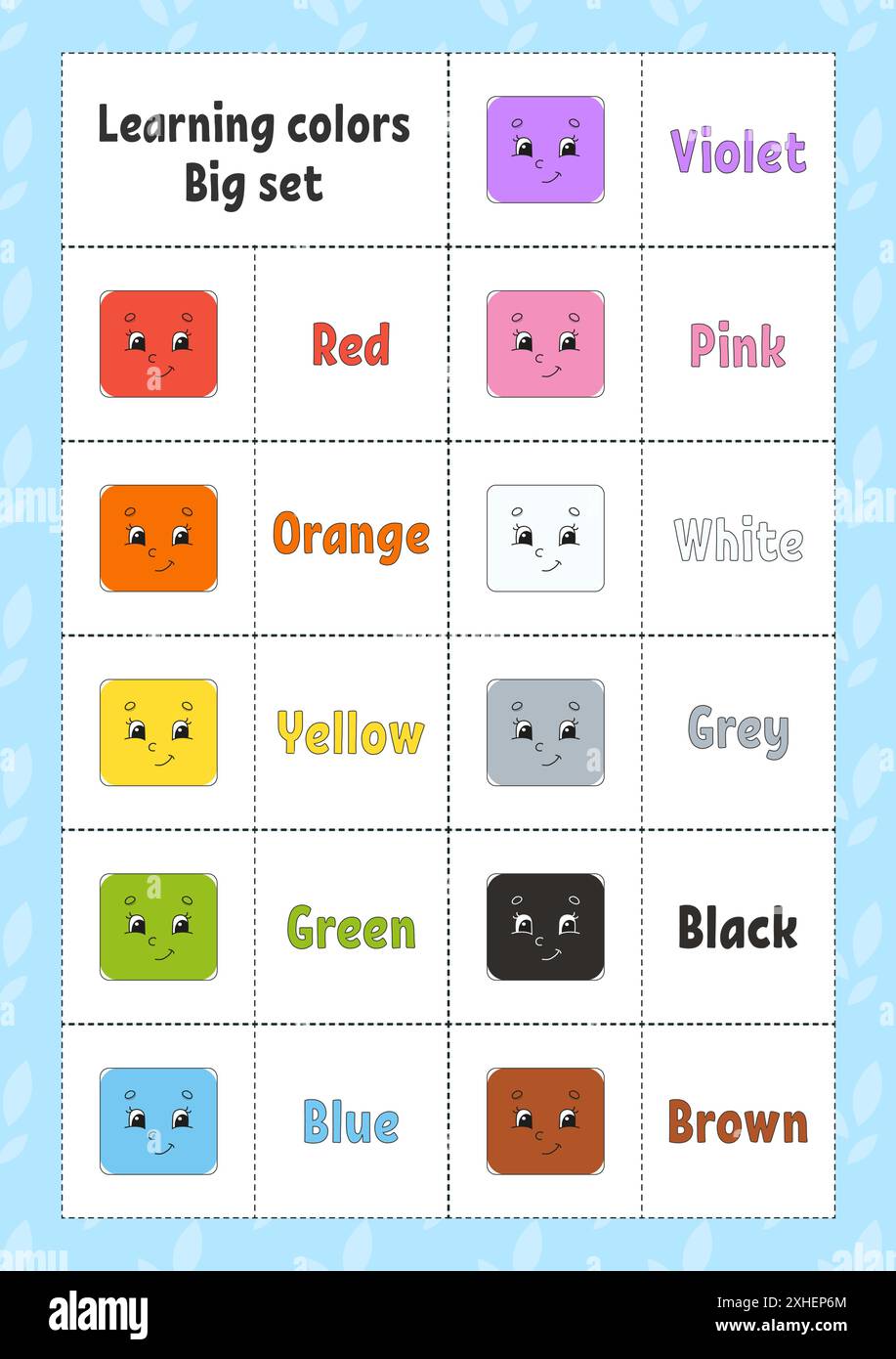 Learning colors. Flashcard for kids. Cute cartoon characters. Picture ...