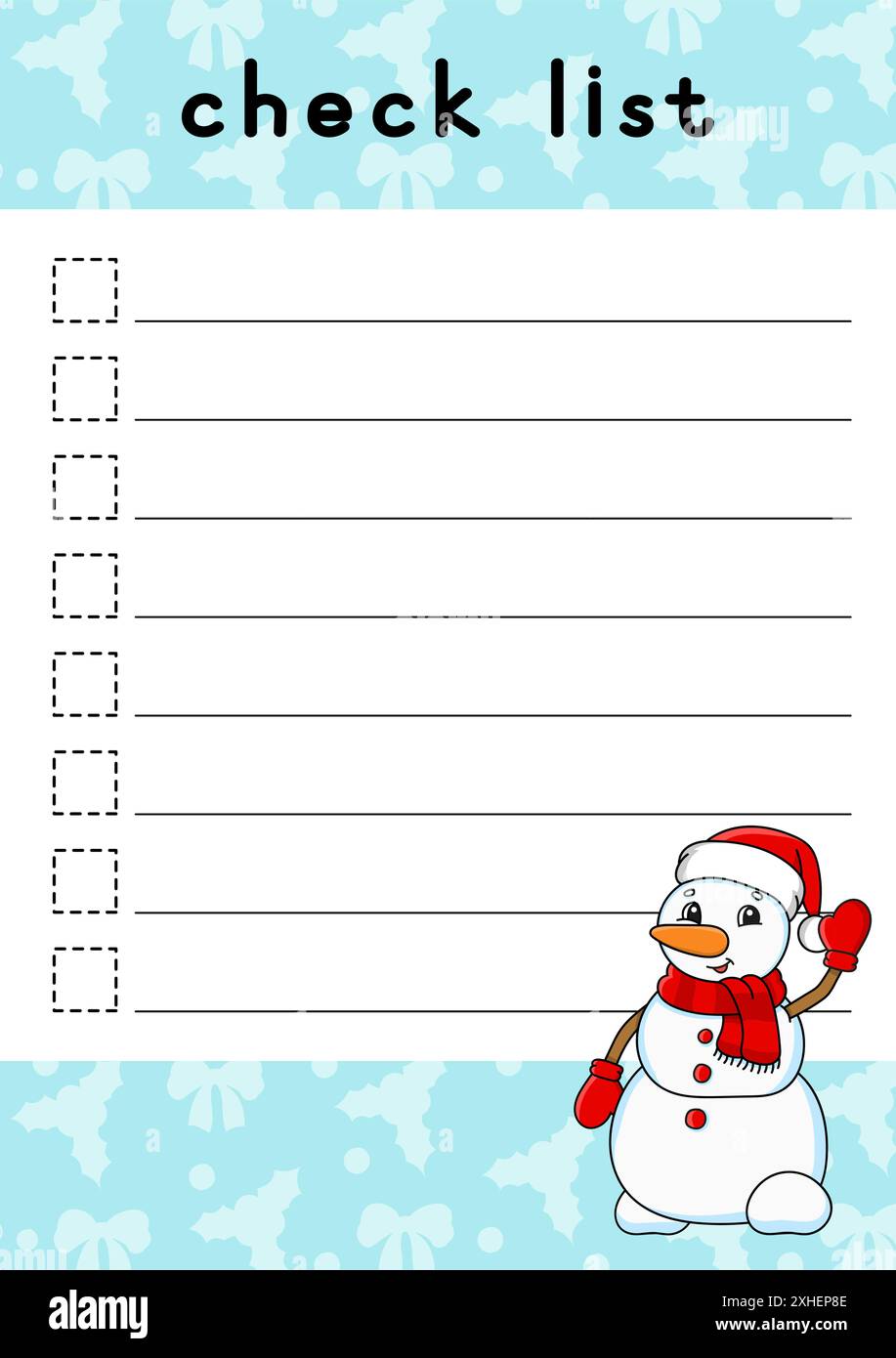 To do list for kids. Empty template. Check list. The rectangular shape ...