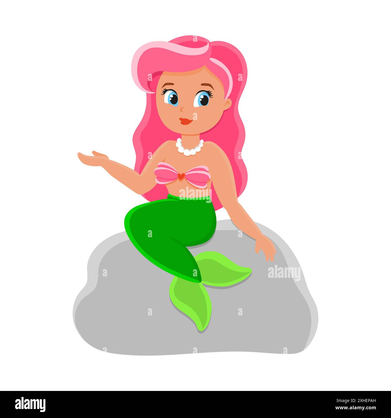Cute character. Little mermaid. Colorful vector illustration. Cartoon ...