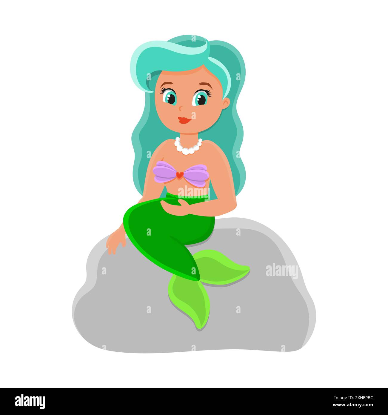 Cute character. Little mermaid. Colorful vector illustration. Cartoon ...