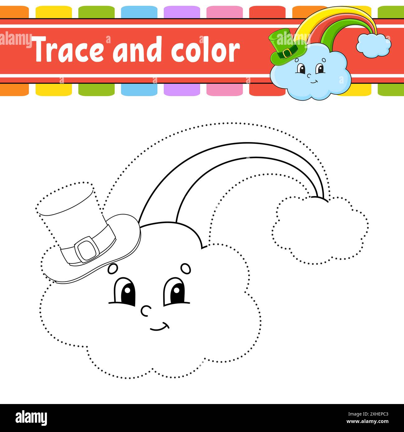 Trace and color. Coloring page for kids. Handwriting practice. St ...